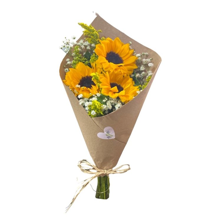 Buquê Radiante com 3 Girassóis | Cestas Michelli