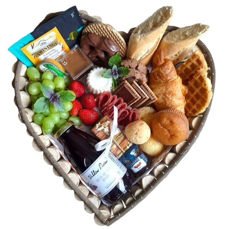 Cesta café da Manhã ou Tarde Love Rústica | Cestas Michelli