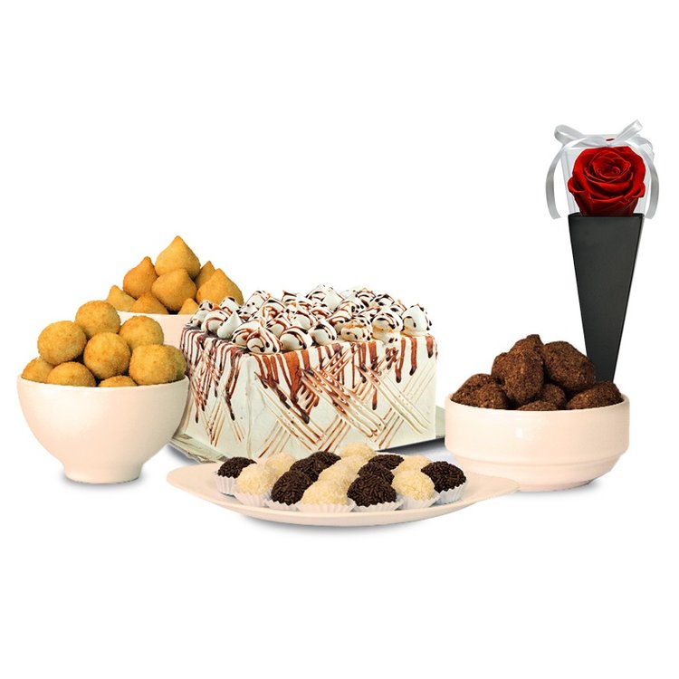 Kit Festa Classico Com Cone Preto De Rosa Encantada | Cestas Michelli