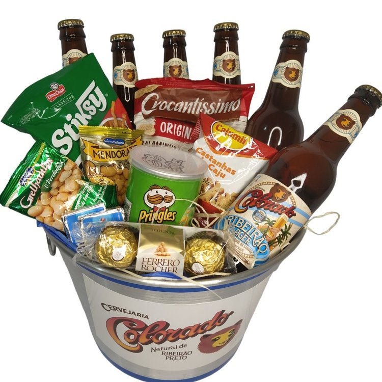 Balde de Cerveja Artesanal Grande com Aperitivos | Cestas Michelli